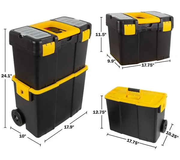 STALWART Portable Tool Box W/wheels Stackable Tool Chest