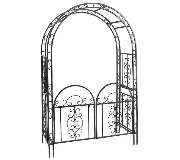 EVERGREEN Montebello Iron Garden Arbor With Gat E - One-color