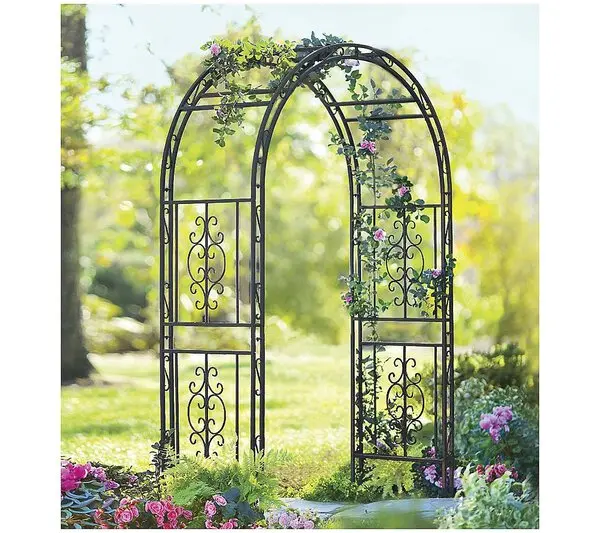 EVERGREEN Montebello Iron Garden Arbor With Gat E