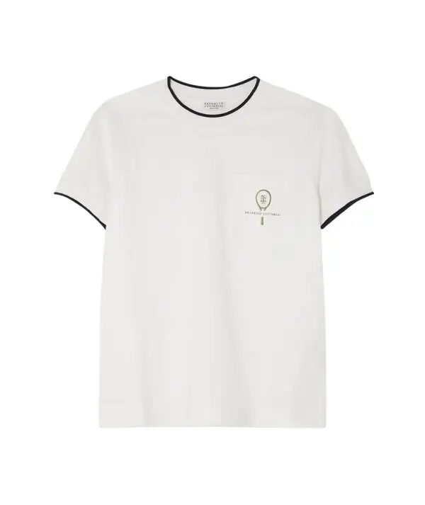 Brunello Cucinelli Tennis Piped Embroidered T-shirt