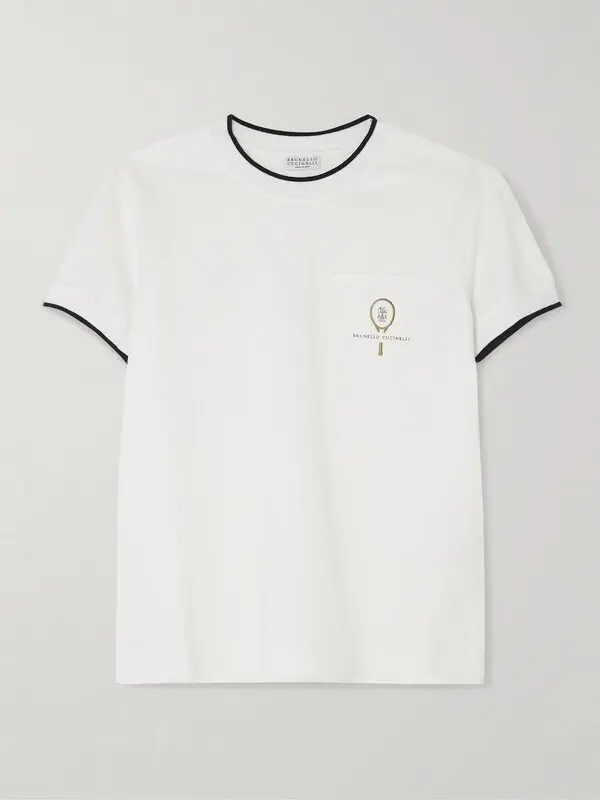 Brunello Cucinelli Tennis Piped Embroidered T-shirt