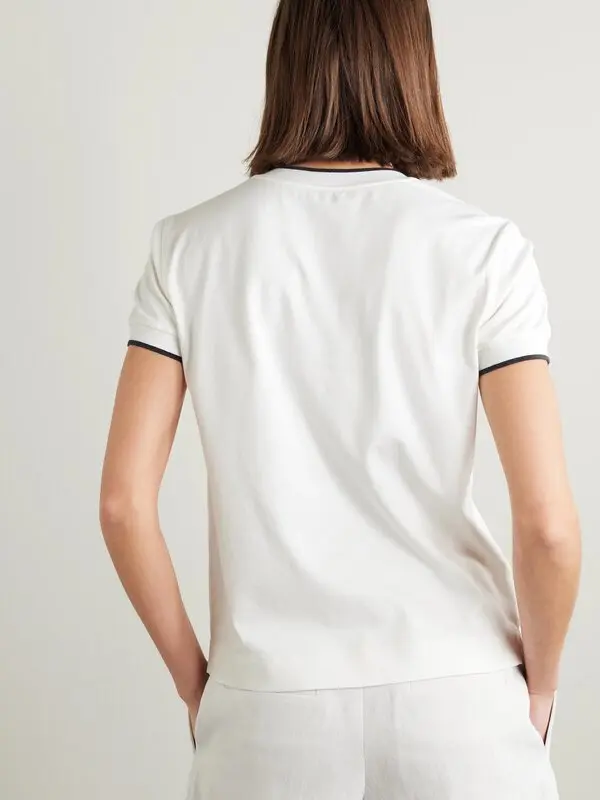 Brunello Cucinelli Tennis Piped Embroidered T-shirt