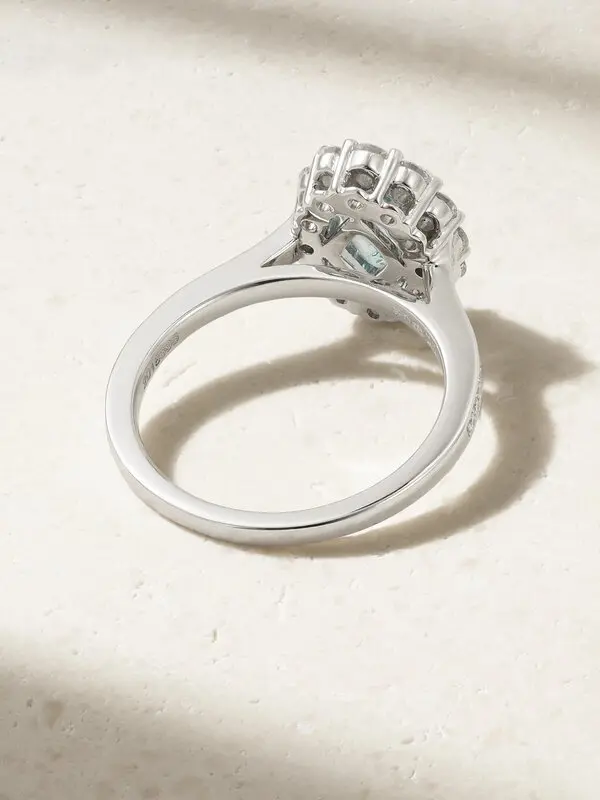 GARRARD 1735 Platinum, Aquamarine And Diamond Ring