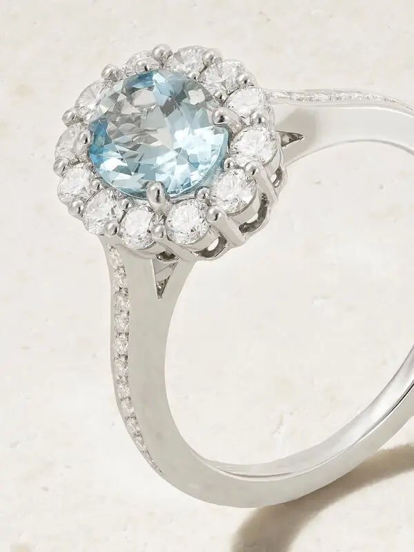 GARRARD 1735 Platinum, Aquamarine And Diamond Ring
