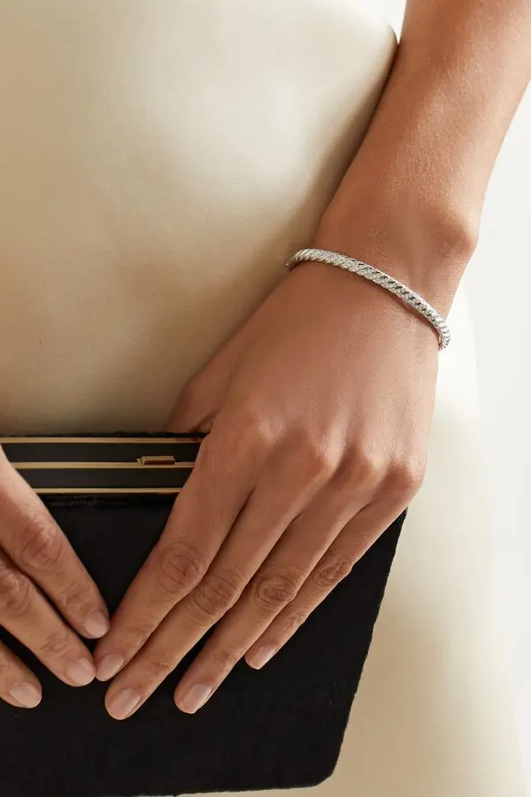 David Yurman Sculpted Cable Diamond Bangle - Gold