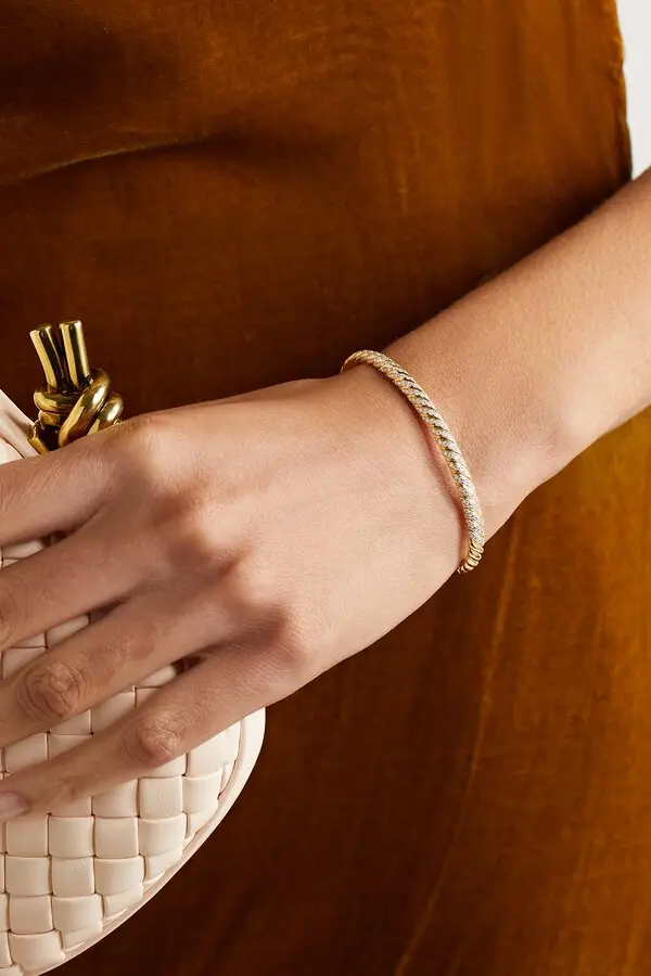 David Yurman Sculpted Cable 18-karat Diamond Bangle - Gold
