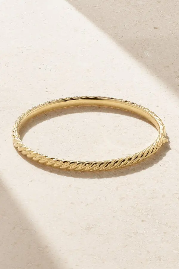 David Yurman Sculpted Cable 18-karat Diamond Bangle - Gold