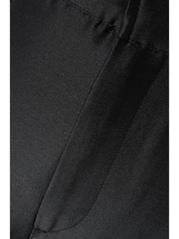 DESTREE Yoshitomo Pleated Faille Wide-leg Pants - Black