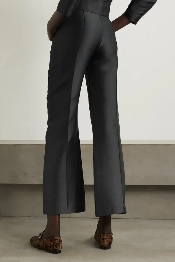 DESTREE Yoshitomo Pleated Faille Wide-leg Pants - Black