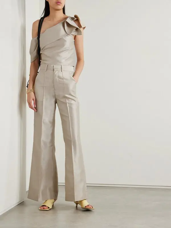Rosie Assoulin Dupioni Flared Trousers