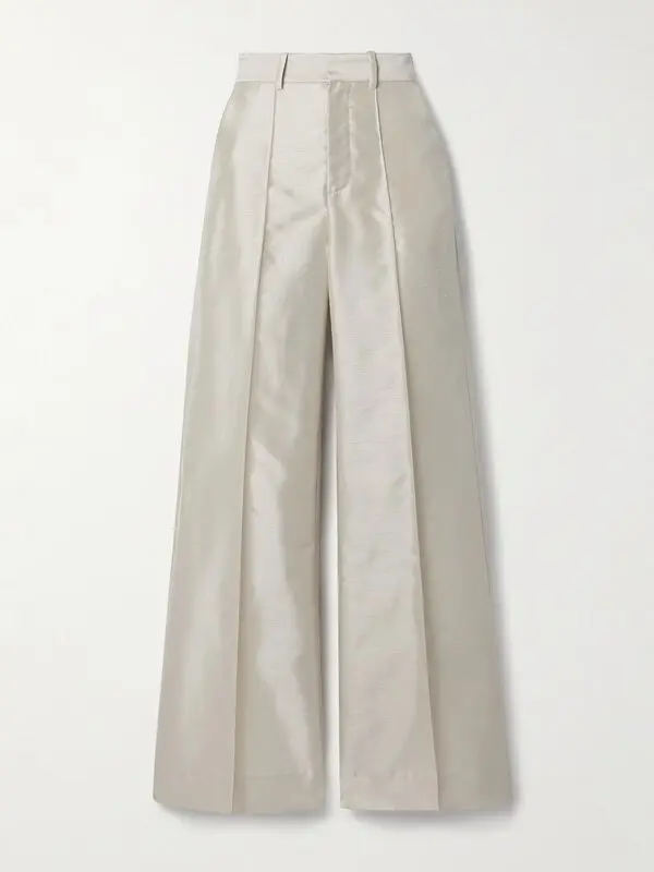 Rosie Assoulin Dupioni Flared Trousers - Neutrals