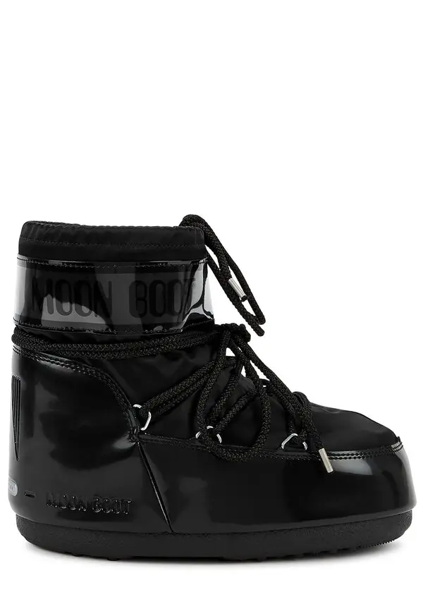 Moon Boot Icon Padded Metallic Satin Snow Boots - Black