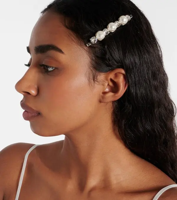 Simone Rocha Faux Pearl And Crystal Hair Clip In White - 60  display picture 1