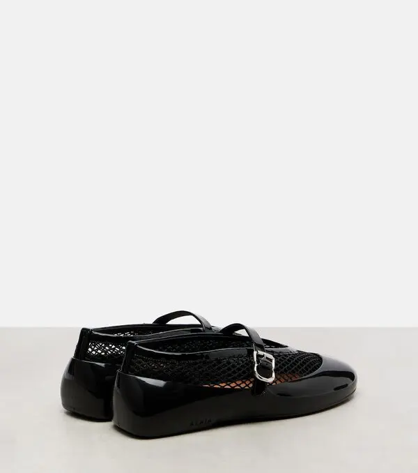 Alaïa Leather-trimmed Fishnet Ballet Flats - Black