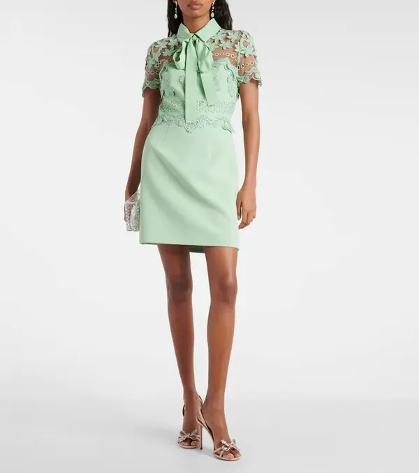 Elie Saab Floral-Appliqu Silk-Blend Minidress In Green - 40% Off |  Editorialist