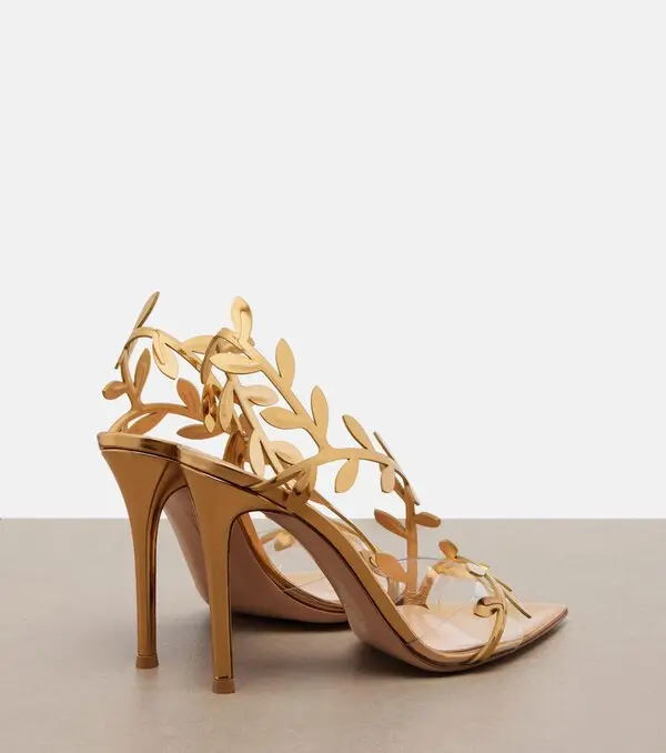 GIANVITO ROSSI Flavia Leaf-embellished Pumps - Gold