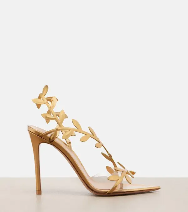GIANVITO ROSSI Flavia Leaf-embellished Pumps - Gold