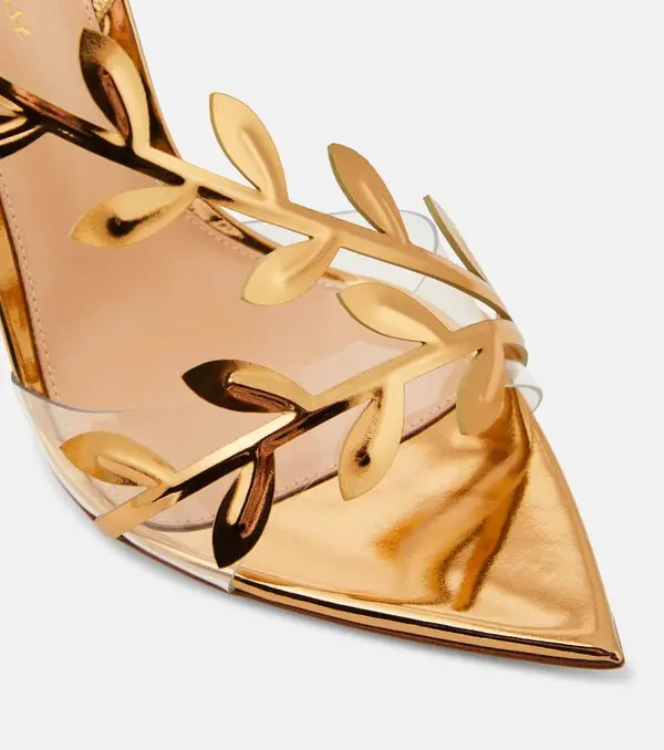 GIANVITO ROSSI Flavia Leaf-embellished Pumps - Gold