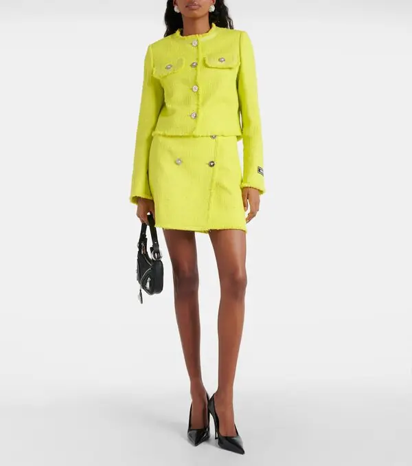 Versace Cotton-blend Boucle Jacket - Yellow