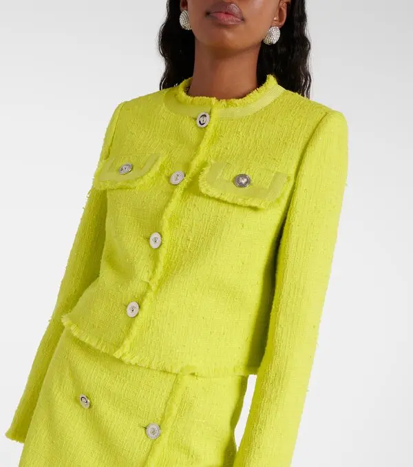 Versace Cotton-blend Boucle Jacket - Yellow