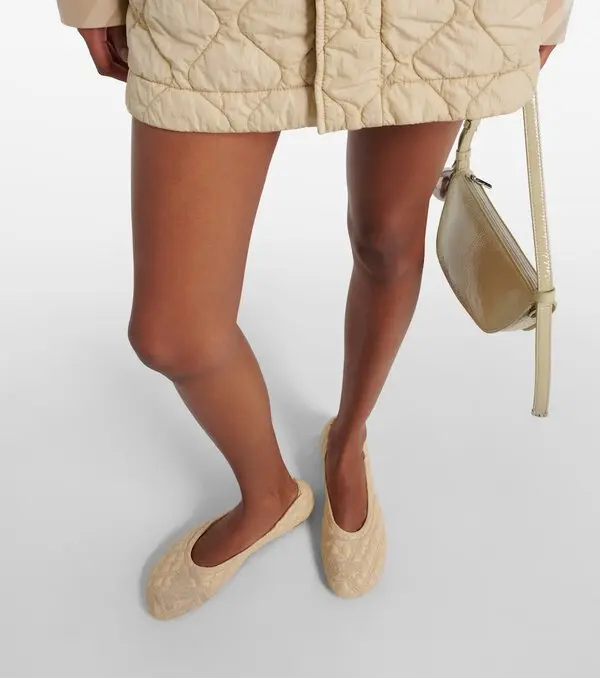 Burberry Ekd Quilted Leather Ballerinas - Beige