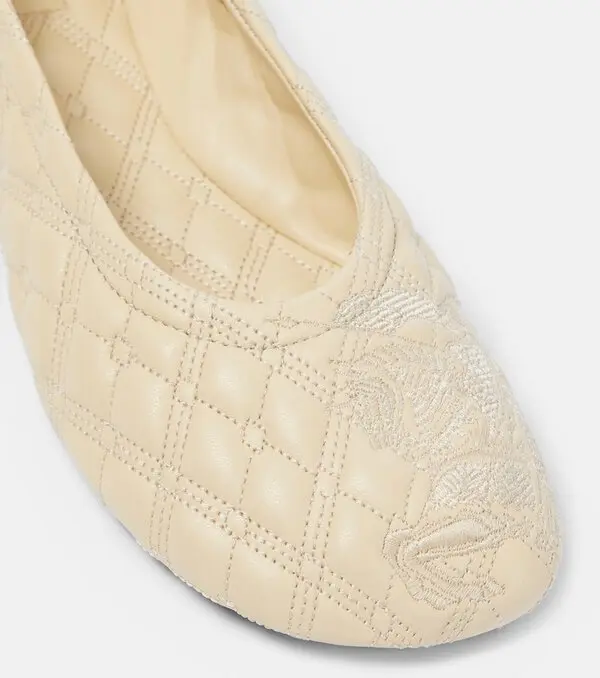 Burberry Ekd Quilted Leather Ballerinas - Beige