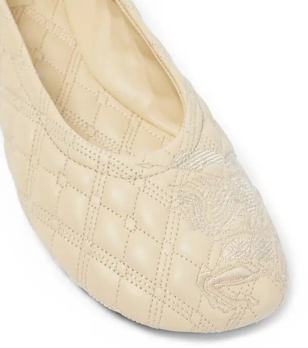 Burberry Ekd Quilted Leather Ballerinas - Beige