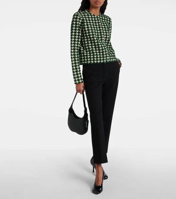 Burberry Houndstooth Cotton-blend Cardigan