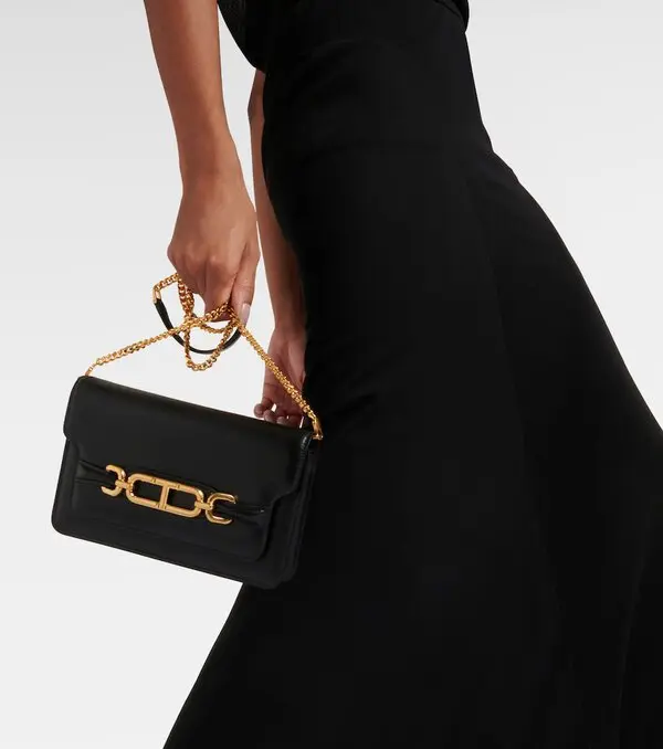 TOM FORD Small Leather Shoulder Bag - Black