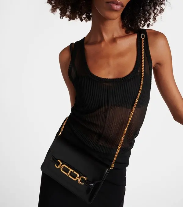 TOM FORD Small Leather Shoulder Bag - Black