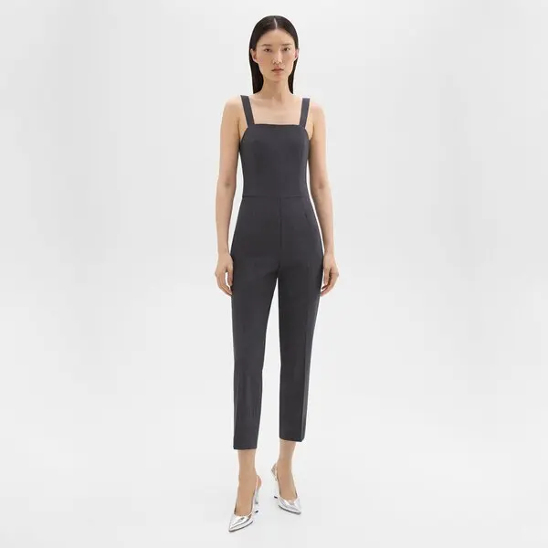 Theory Sleeveless Good Wool Jumpsuit - Charcoal Melange