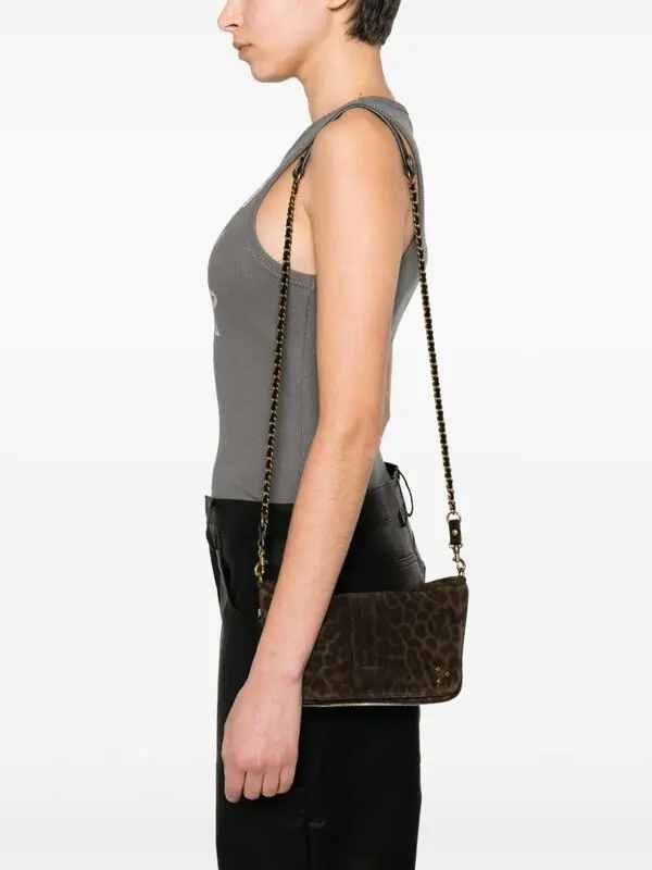 Jérôme Dreyfuss Bobi Suede Leopard Print Crossbody Bag - Brown