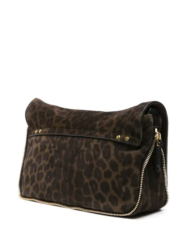 Jérôme Dreyfuss Bobi Suede Leopard Print Crossbody Bag - Brown