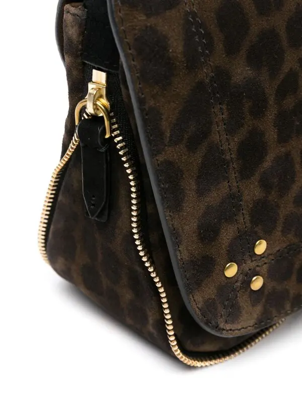 Jérôme Dreyfuss Bobi Suede Leopard Print Crossbody Bag - Brown