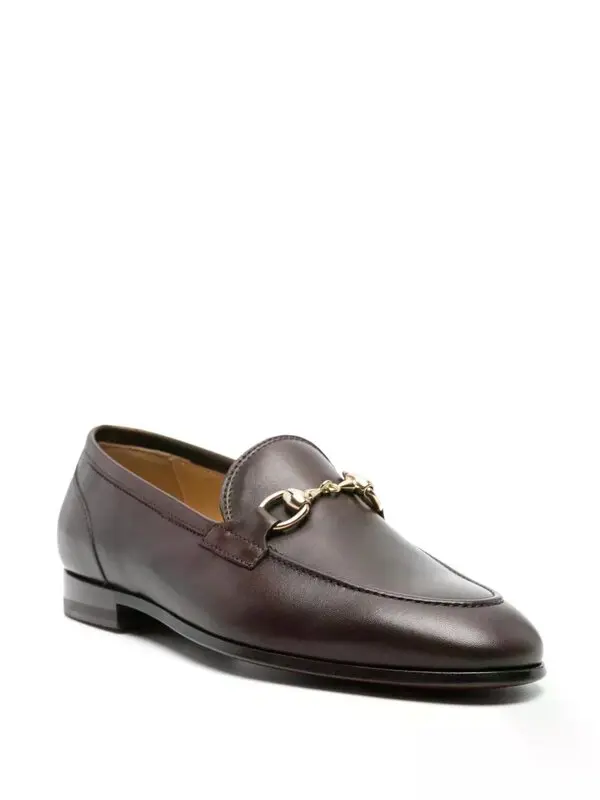 SCAROSSO Alessandra Leather Loafers - Brown
