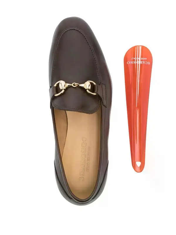 SCAROSSO Alessandra Leather Loafers - Brown