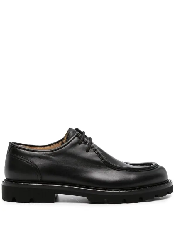 SCAROSSO Damiano Leather Derby Shoes - Black
