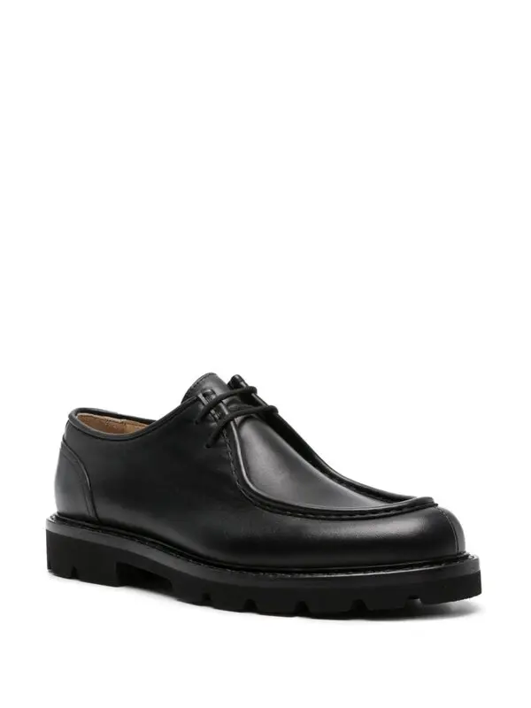 SCAROSSO Damiano Leather Derby Shoes - Black