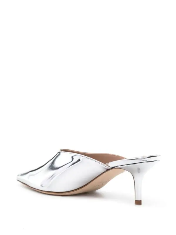 SCAROSSO Laura 60mm Patent Mules - Silver