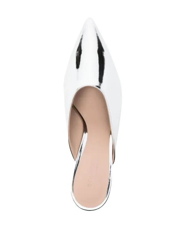SCAROSSO Laura 60mm Patent Mules - Silver