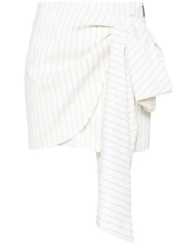 MSGM Bow-detail Pinstriped Miniskirt - White