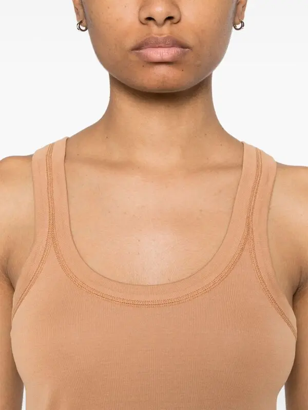 LEMAIRE Ribbed Cotton Tank Top - Brown