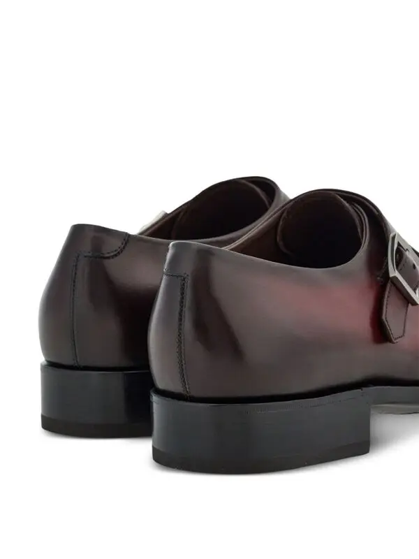 FERRAGAMO Tramezza Double Monk Strap Shoes - Red