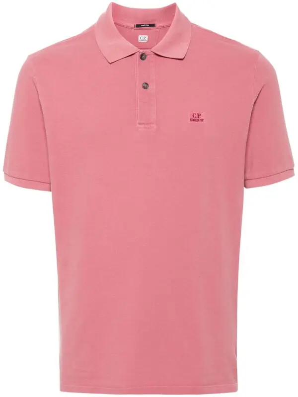 C.P. COMPANY Logo-embroidered Polo Shirt - Pink