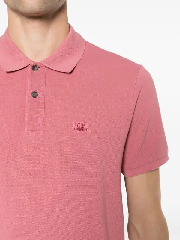 C.P. COMPANY Logo-embroidered Polo Shirt - Pink
