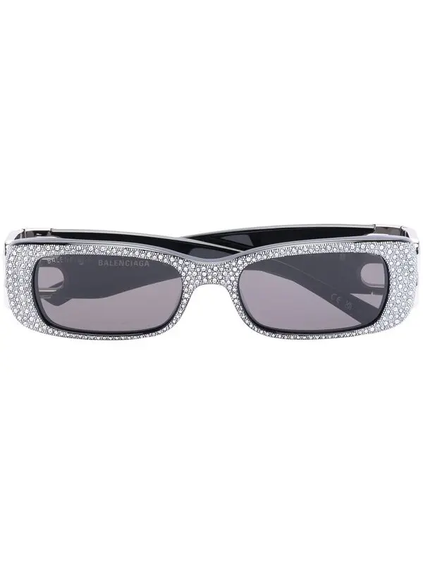 Balenciaga Two-Tone Dynasty Crystal Sunglasses - Silver 