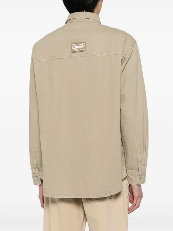 AAPE BY *A BATHING APE Logo-appliqué Denim Shirt - Brown