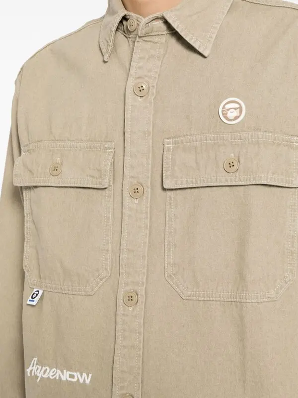 AAPE BY *A BATHING APE Logo-appliqué Denim Shirt - Brown