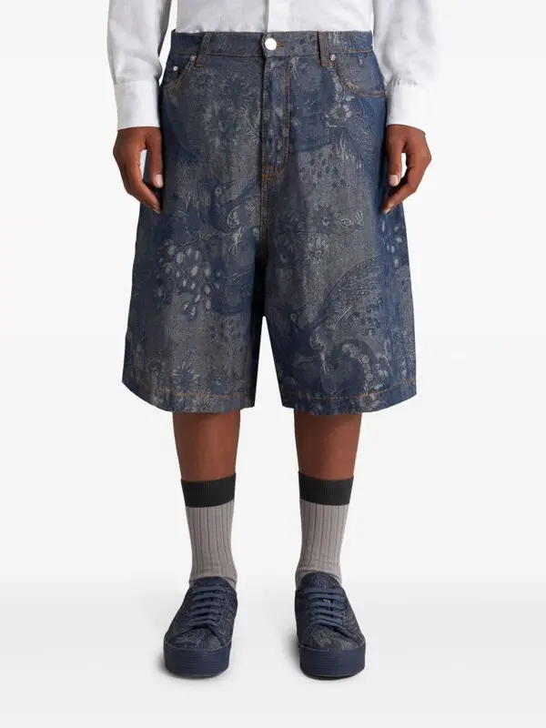 Etro Jacquard Denim Bermuda Shorts