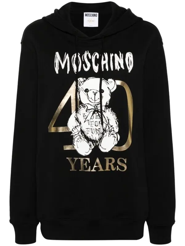 Moschino Teddy Bear-print Cotton Hoodie - Black